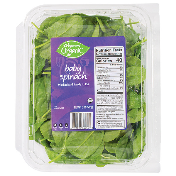 Wegmans Wegmans Organic Spinach, Baby Same-Day Delivery or Pickup ...