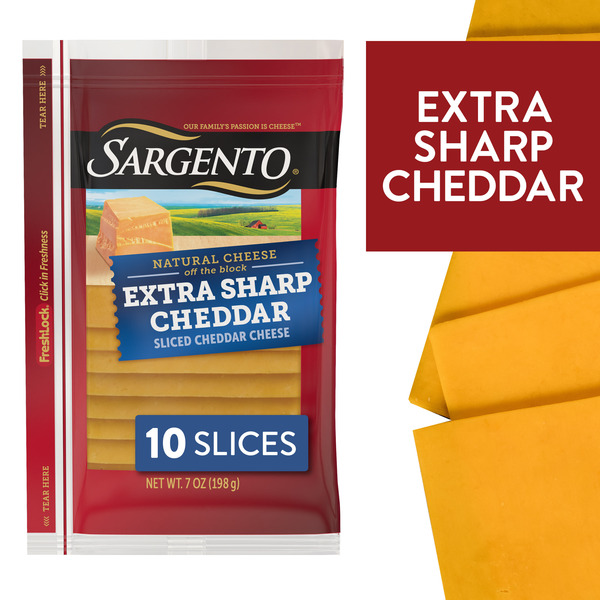Sargento Natural Extra Sharp Cheddar Sliced Cheese, 10 Slices Same-Day ...