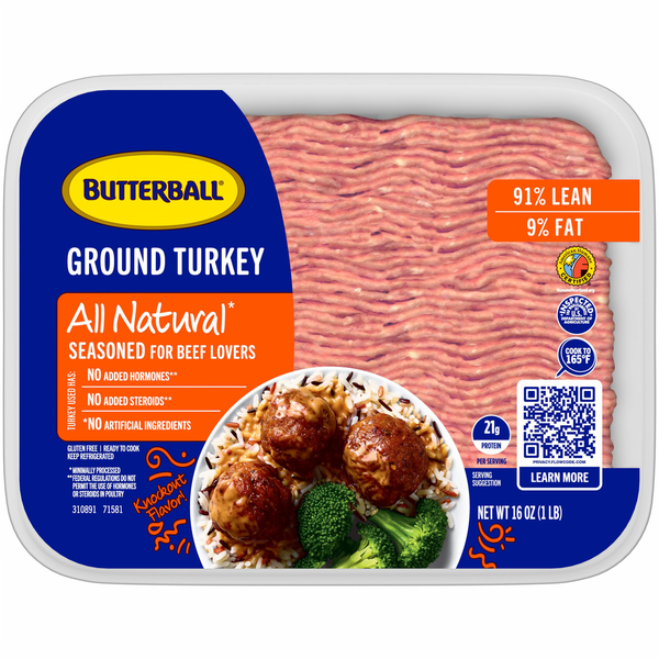 Food Lion Butterball All Natural Seasoned-for Beef Lovers Ground Turkey ...