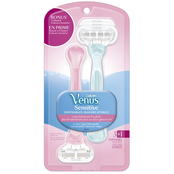 Gillette Venus Sensitive Disposable Razors plus Bonus Venus Embrace ...