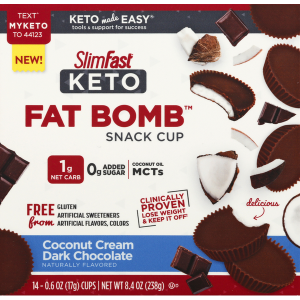 SlimFast Snack Cup, Keto, Coconut Cream Dark Chocolate Same-Day ...