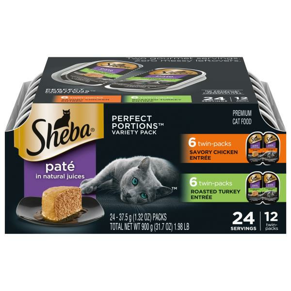 SHEBA PERFECT PORTIONS Wet Cat Food Pate Variety Pack Savory Chicken ...