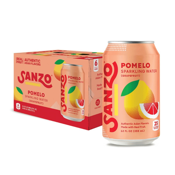Sanzo Flavored Sparkling Water Pomelo, Low Calorie Low Sugar Soda, No Artificial Flavors Same ...