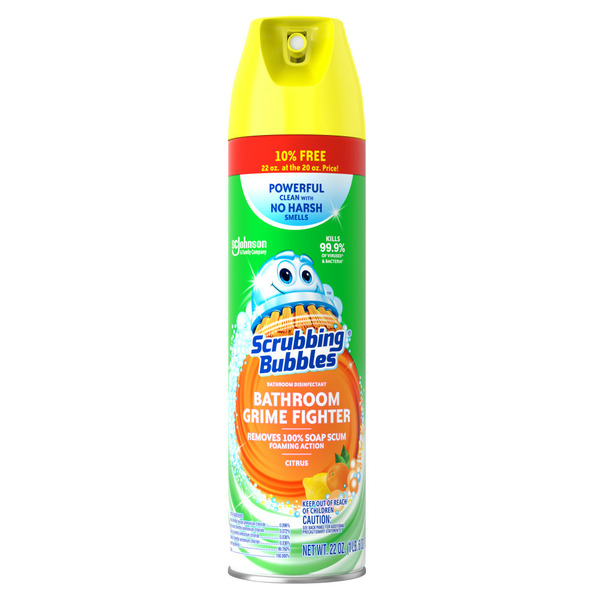 Scrubbing Bubbles Bathroom Grime Fighter Bathroom Disinfectant Aerosol ...