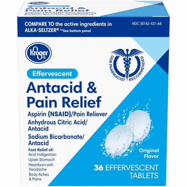 Kroger Kroger Antacid & Pain Relief, Effervescent, Fast Relief, Tablets ...