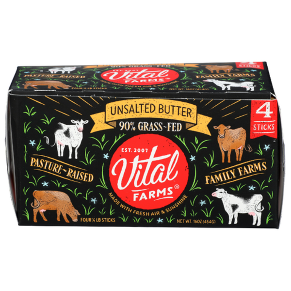 Vital Farms Butter, Unsalted, 90% Grass-Fed, Pasture-Raised Same-Day ...