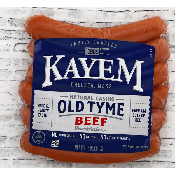 Kayem Frankfurters, Beef, Natural Casing (12 oz) - Instacart