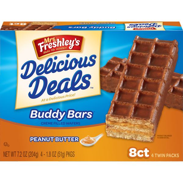 Mrs. Freshley's Buddy Bars, Peanut Butter, Twin Packs Same-Day Delivery ...