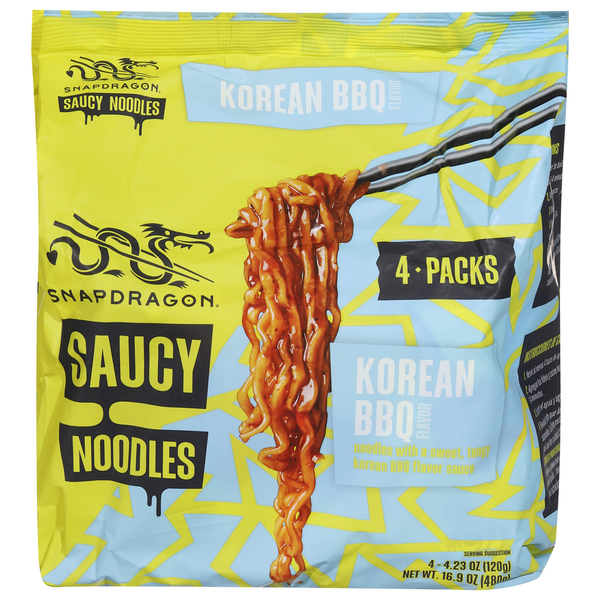 Food Lion Snapdragon Korean BBQ Saucy Noodles, 4-Pack Packets Same-Day ...