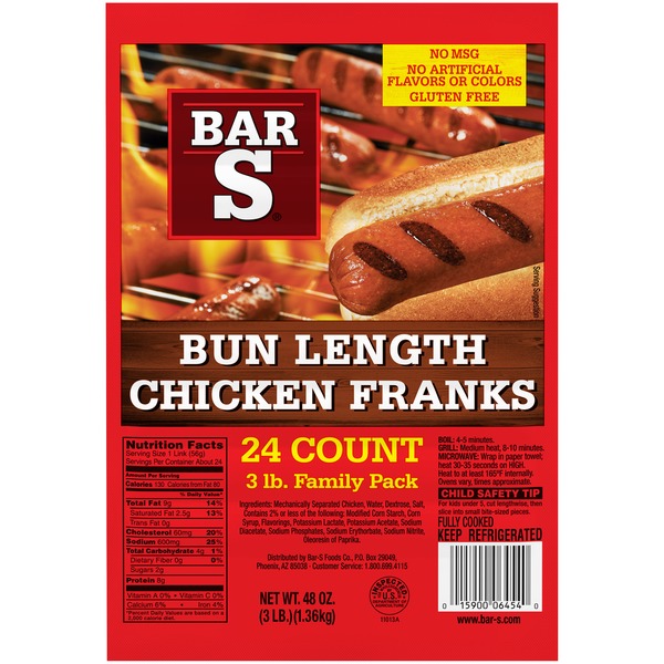 Bar S Bun Length Chicken Franks (1.36 kg) - Instacart