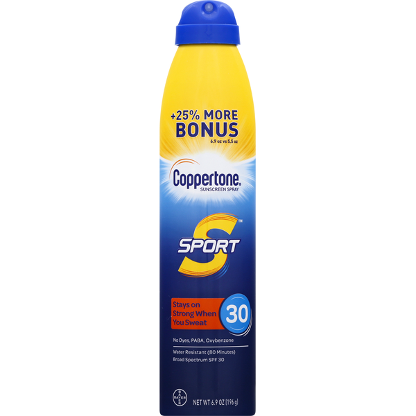 Coppertone Sunscreen Spray, Water Resistant, SPF 30 (6.9 oz) - Instacart