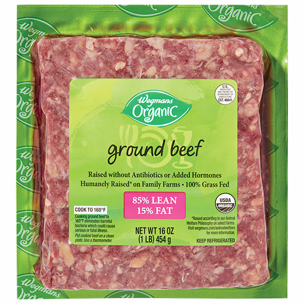 Wegmans Wegmans 85% Lean & 15% Fat Organic Grass Fed Ground Beef Same ...