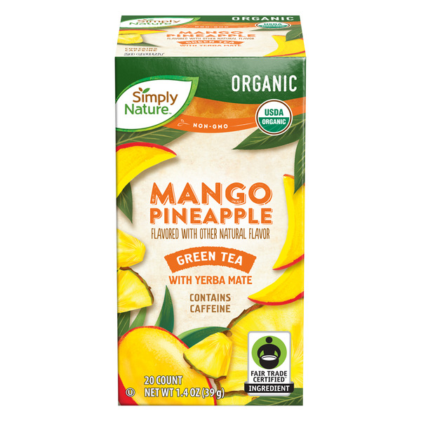 Simply Nature Mango Pineapple Organic Green Tea With Yerba Mate Same ...