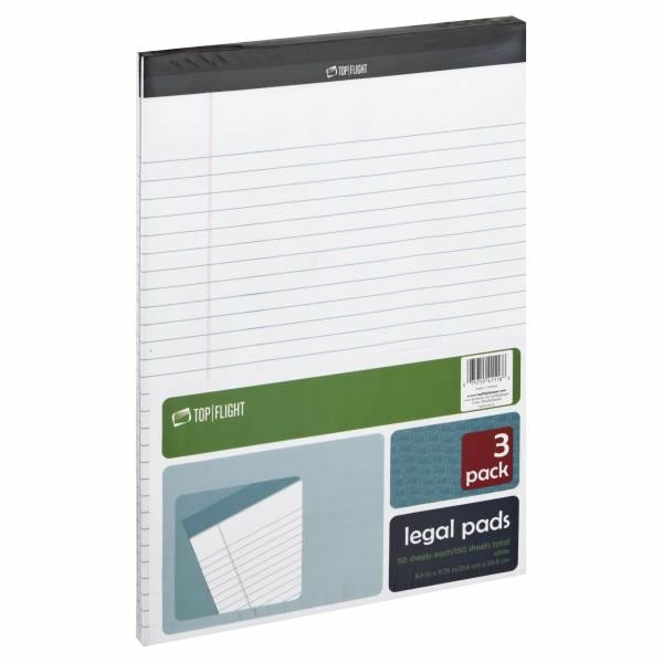 Top Flight Legal Pads, White, 3 Pack Same-Day Delivery or Pickup | Publix