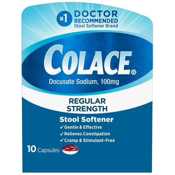 Colace Stool Softener, Regular Strength, 100 mg, Capsules Same-Day ...