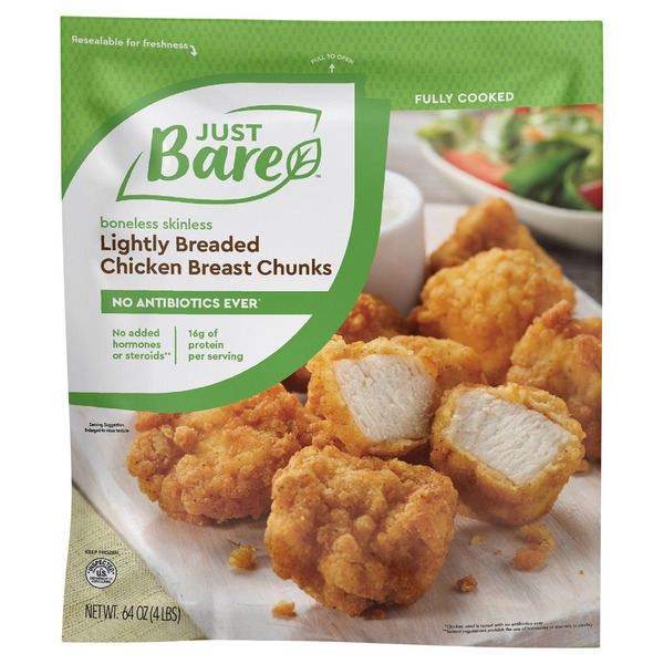 Just Bare Fully Cooked Boneless Skinless Lightly Breaded Chicken Breast ...