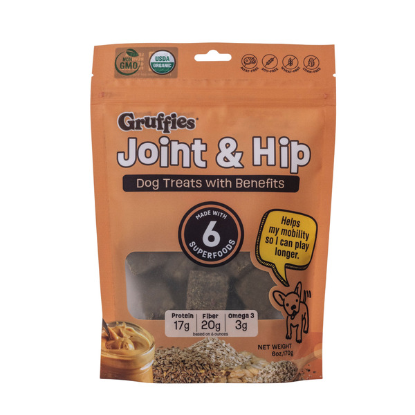 Gruffies Organic Joint & Hip Dog Treats, Peanut Butter Same-Day ...