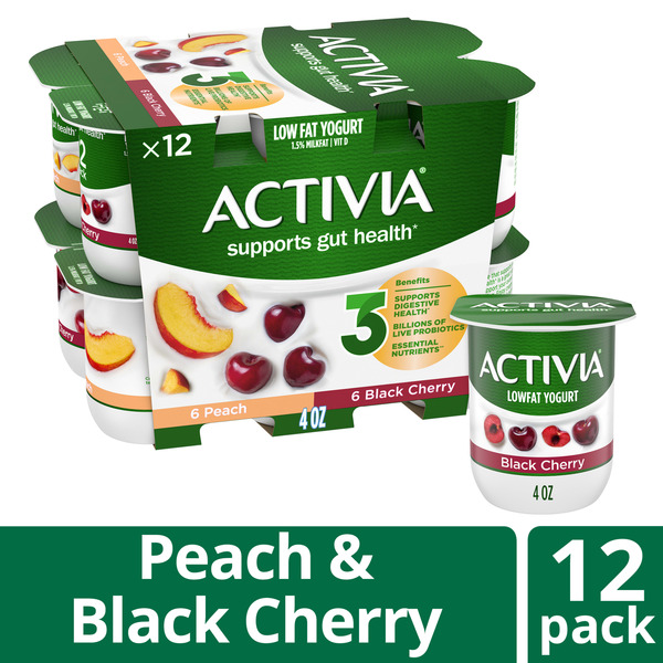 Activia Peach and Black Cherry Probiotic Yogurt, Delicious Lowfat ...