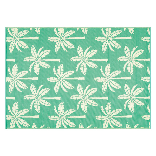 KIRKTON HOUSE 5'x7' Reversible Indoor/Outdoor Rug - Teal Palm Trees ...
