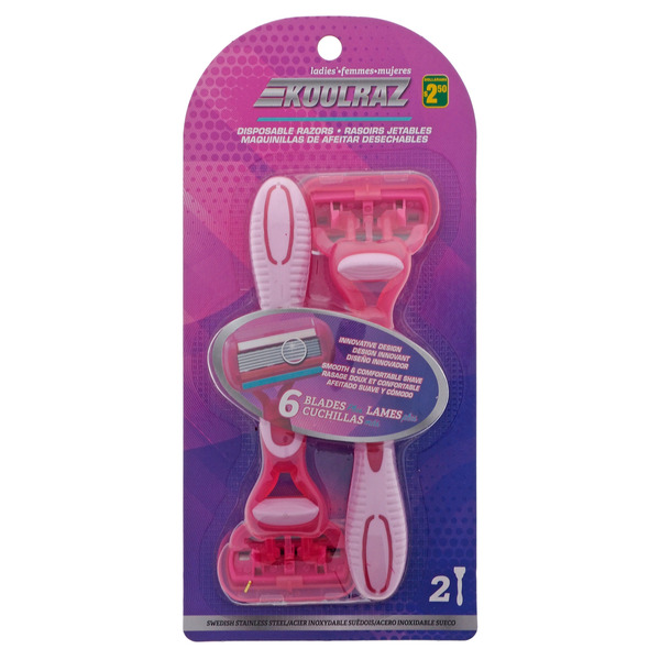 KOOLRAZ Women'S 6 Blade Disposable Razor, 2 Pack Same-Day Delivery ...