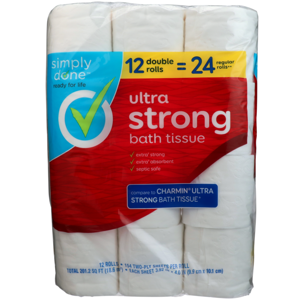 Simply Done Ultra Strong Bath Tissue Double Rolls (12 ct) - Instacart