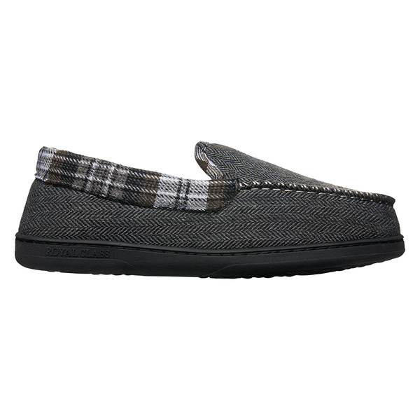 Royal Class Men's Plaid Memory Foam Slippers, Size 11 - Grey Same-Day ...