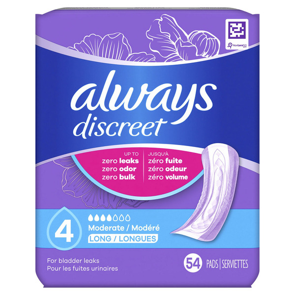 Wegmans Always Discreet Pads, Moderate Absorbency, Long Length Same-Day ...