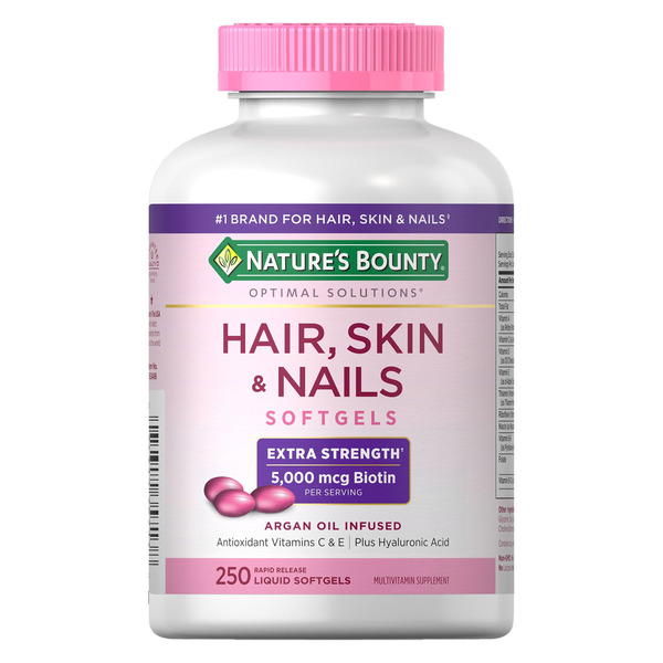 Nature's Bounty Optimal Solutions Hair, Skin and Nails, 250 Softgels ...