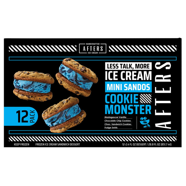 Afters Ice Cream Cookie Monster Mini Sando, 3 oz, 12-count Same-Day ...