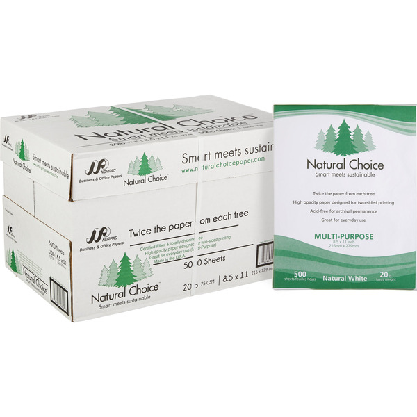 Natural Choice Multi-Purpose Copy Paper, 20 lb, Letter, White, 5000 ...