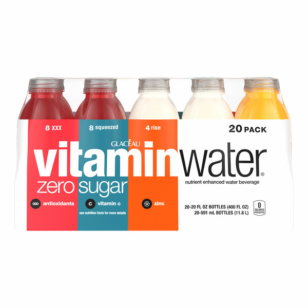 Vitamin Water Glaceau Vitaminwater Zero, Variety Pack, 20 fl oz, 20 ...