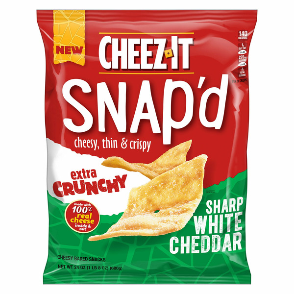 Cheez-It Snap'd Sharp White Cheddar Cheese Cracker Chips, Thin Crisps ...
