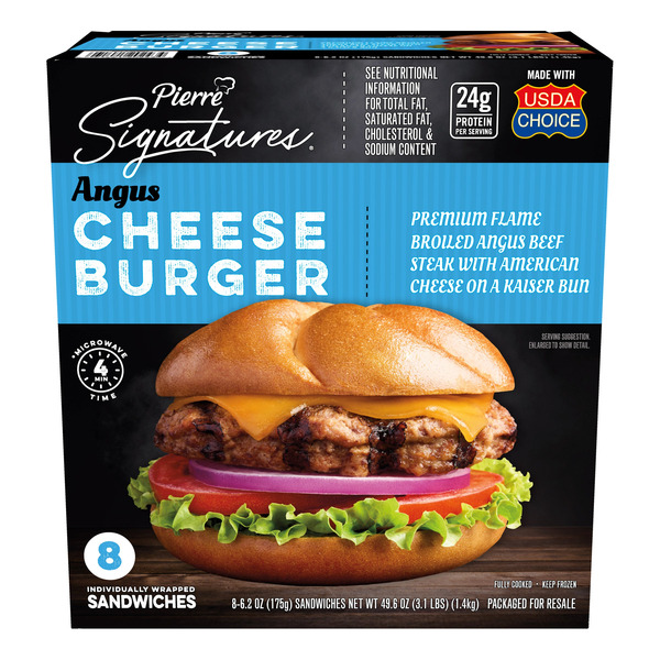 Pierre Signatures Angus Cheeseburger, 6.2 oz, 8-count Same-Day Delivery ...