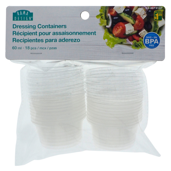 RAMA DESIGN Plastic Dressing Containers W/ Lid, 18Pk Same-Day Delivery ...