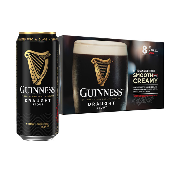 Guinness Draught Stout Import Beer, 14.9 fl oz, 8 Pack Cans, 4.1% ABV ...