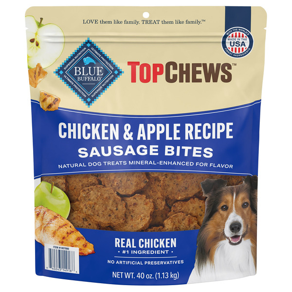 Top Chews 100% Natural Dog Treats Chicken and Apple Recipe Sausage ...