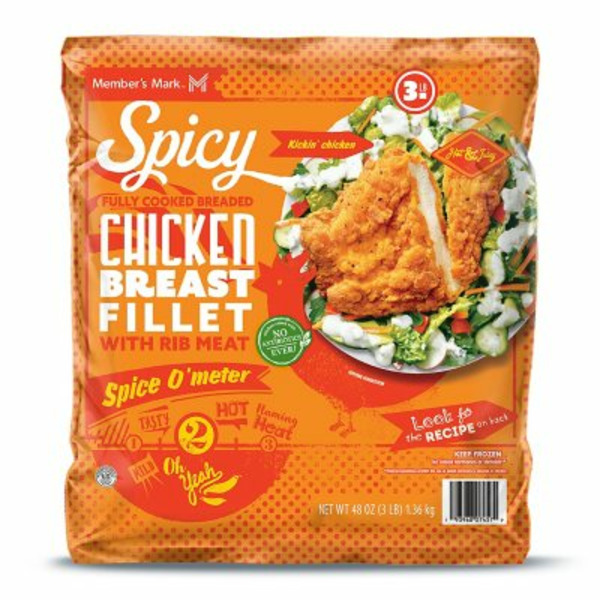 Member’s Mark Spicy Chicken Fully Cooked Breaded Breast Fillet With Rib ...