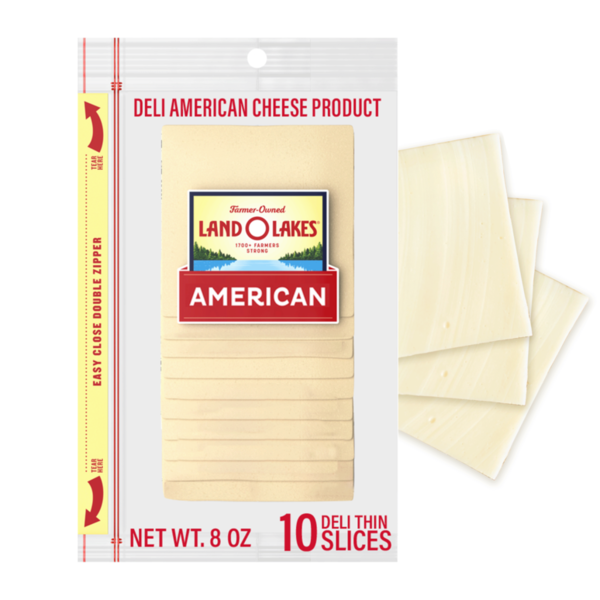 Land O Lakes White Deli American Cheese, Packaged Sliced Cheese, 8oz ...