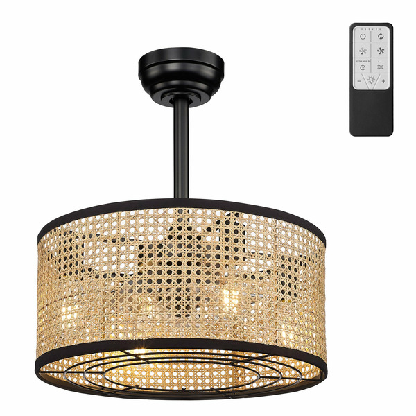 Ove Decors Prima 4-Light Ceiling Fan With Rattan Shade & Remote Control ...