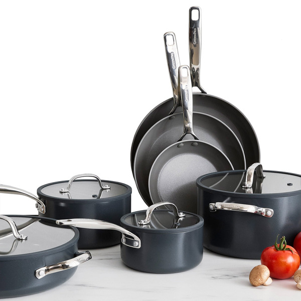 GreenPan Eras Ceramic Non-Stick 11-Piece Cookware Set - Assorted Colors ...