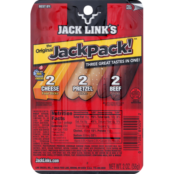 Jack Link's the Original JackPack 2 Cheese/2 Pretzel /2 Beef (2 oz ...