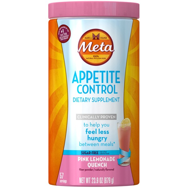 Meta Biotic Appetite Control Psyllium Fiber Sugar-Free Supplement, Pink ...