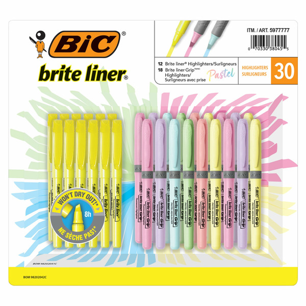 BIC Brite Liner Grip Pastel Highlighter Set Same-Day Delivery | Costco