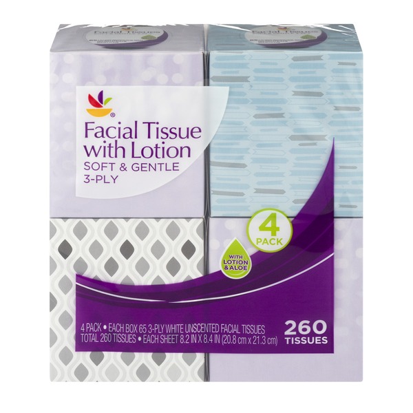 Stop & Shop Store Brand Facial Tissues Soft & Gentle 3-Ply - 4 PK Same ...
