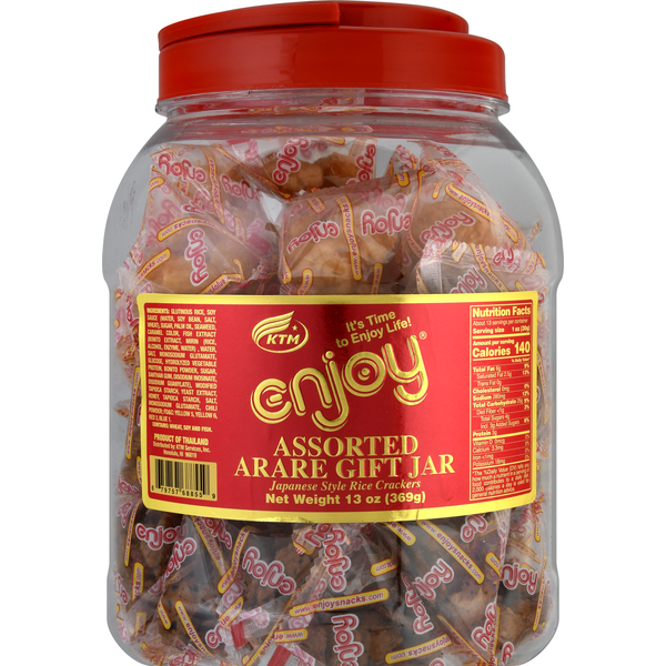Enjoy Rice Crackers, Japanese Style, Assorted Arare Gift Jar (13 oz ...