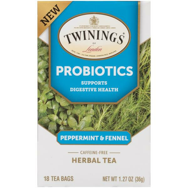 Twinings Herbal Tea, Caffeine-Free, Peppermint with Probiotics, Tea ...