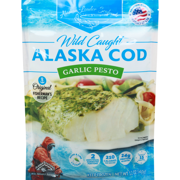 Alaskan Leader Seafoods Alaska Cod, Wild Caught, Garlic Presto (12 oz ...