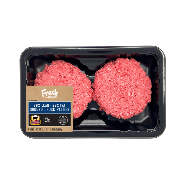 Meijer Meijer Angus Beef 80% Lean/20% Fat Ground Chuck Patties Same-Day ...
