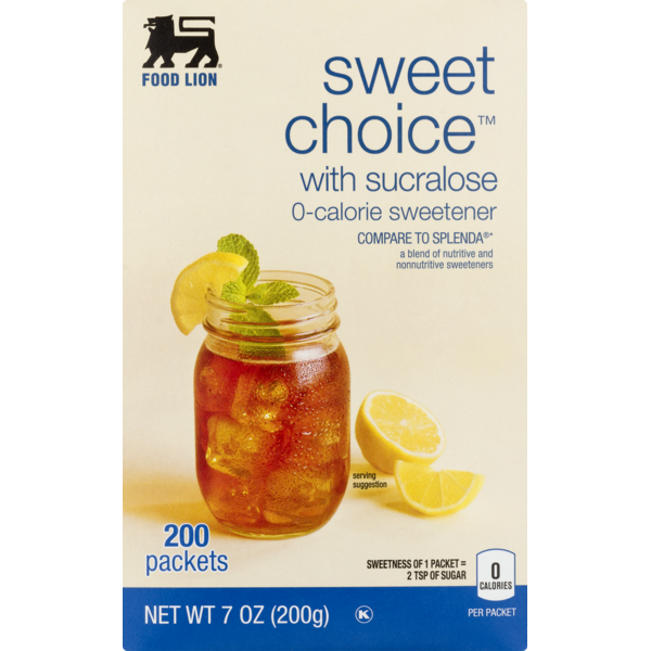 Food Lion Sweetener, Zero-Calorie, With Sucralose, Sweet Choice, Box (7 ...