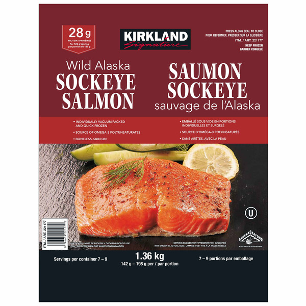 Kirkland Signature Wild Sockeye Salmon, Individually Wrapped Same-Day ...
